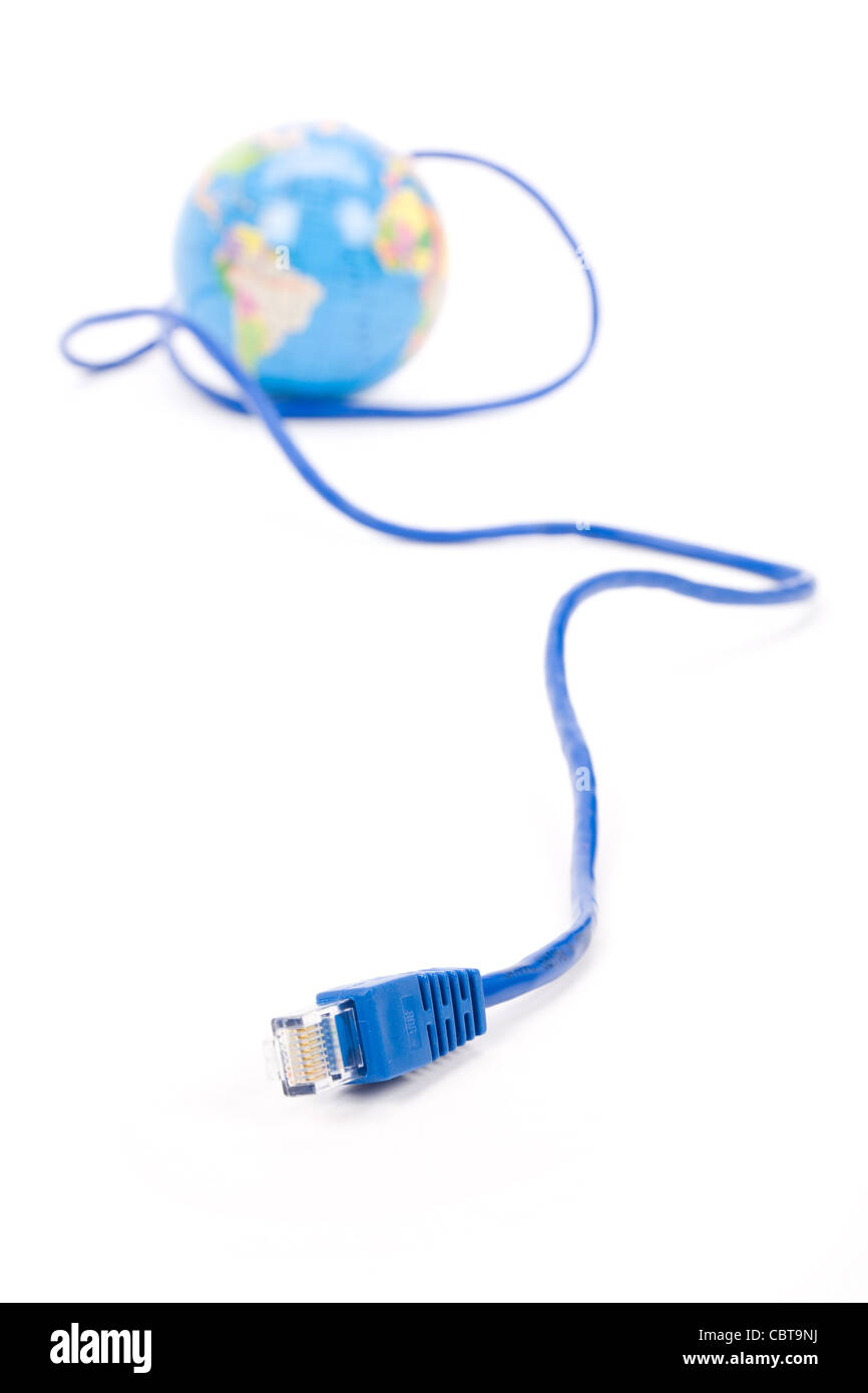 Network cable and Globe, concept of global Communication, internet ...