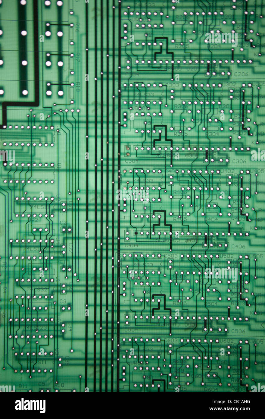 green Circuit Board close up shot Stock Photo - Alamy