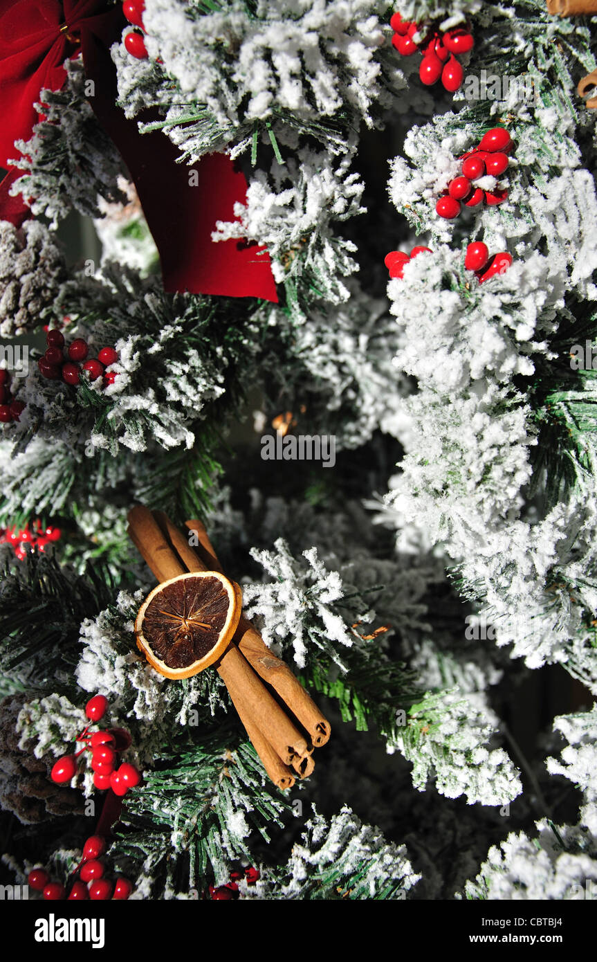 Cinnamon sticks and ribbons on Christmas tree, Two Rivers Shopping ...