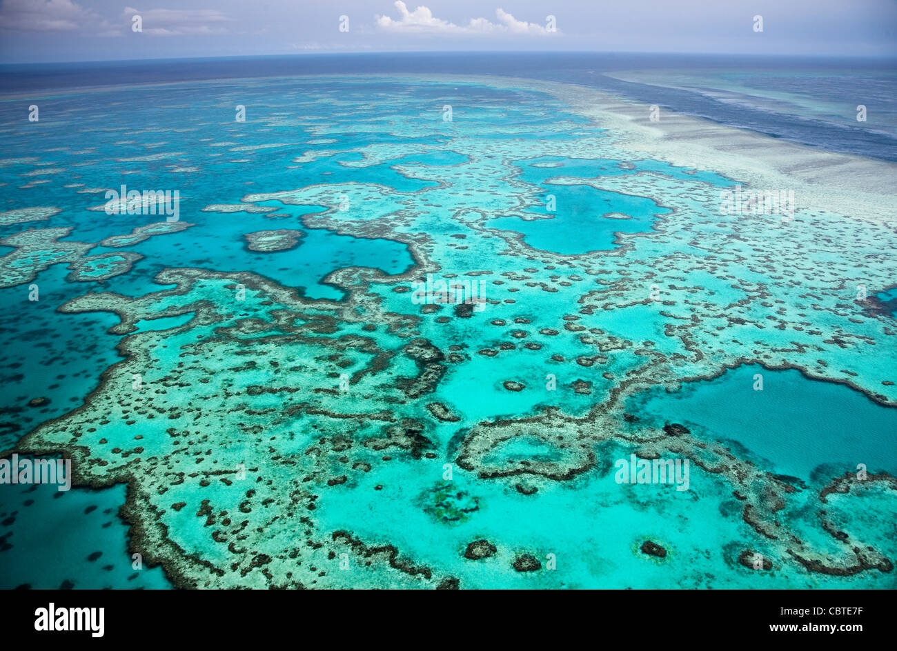 Aerial views of Hardy Reef and the channel of water known as the River ...