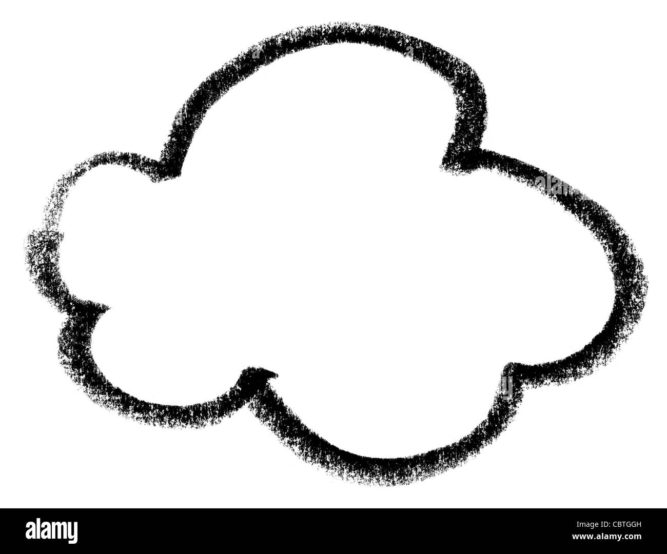 crayon-sketched cloud.shape in white back Stock Photo - Alamy