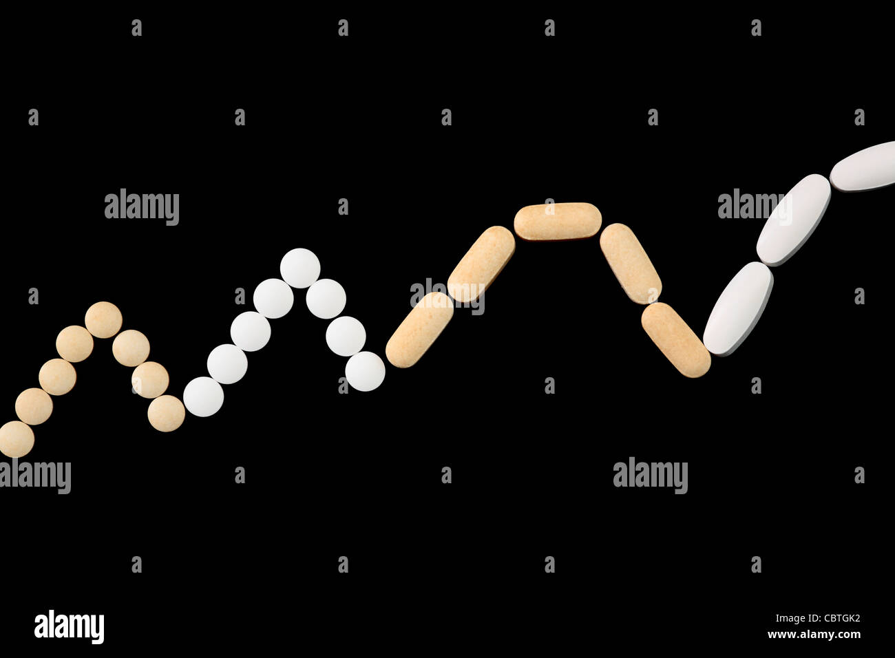Close-up of pills increasing in size and color Stock Photo - Alamy