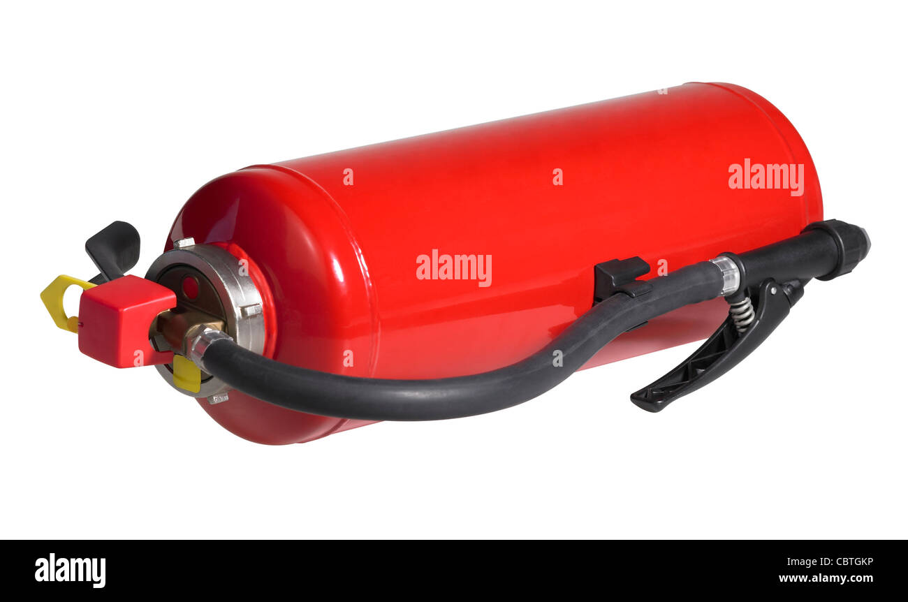 studio photography of a red fire drencher isolated on white with ...