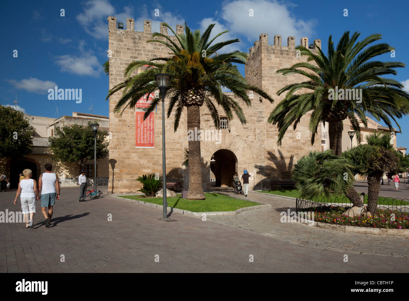 Medieval town walls of Alcudia, Mallorca, Balearic Islands, Spain Stock ...