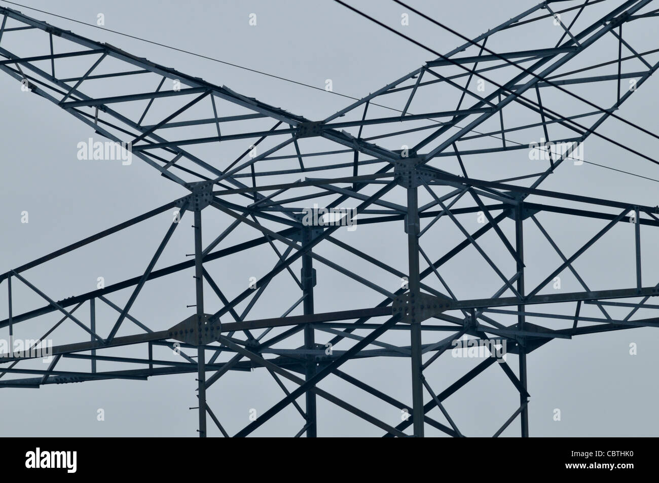 High tension - voltage power cables - over head power lines Stock Photo ...