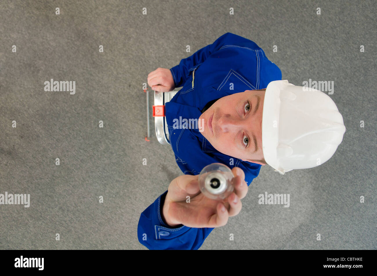 mounted electrical light bulb - a view from above Stock Photo - Alamy