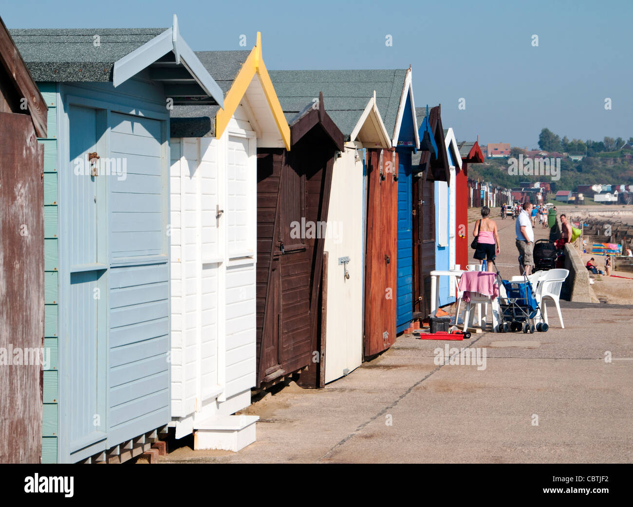 Traditional beach huts in Walton-on-the-Naze, Essex, UK Stock Photo - Alamy