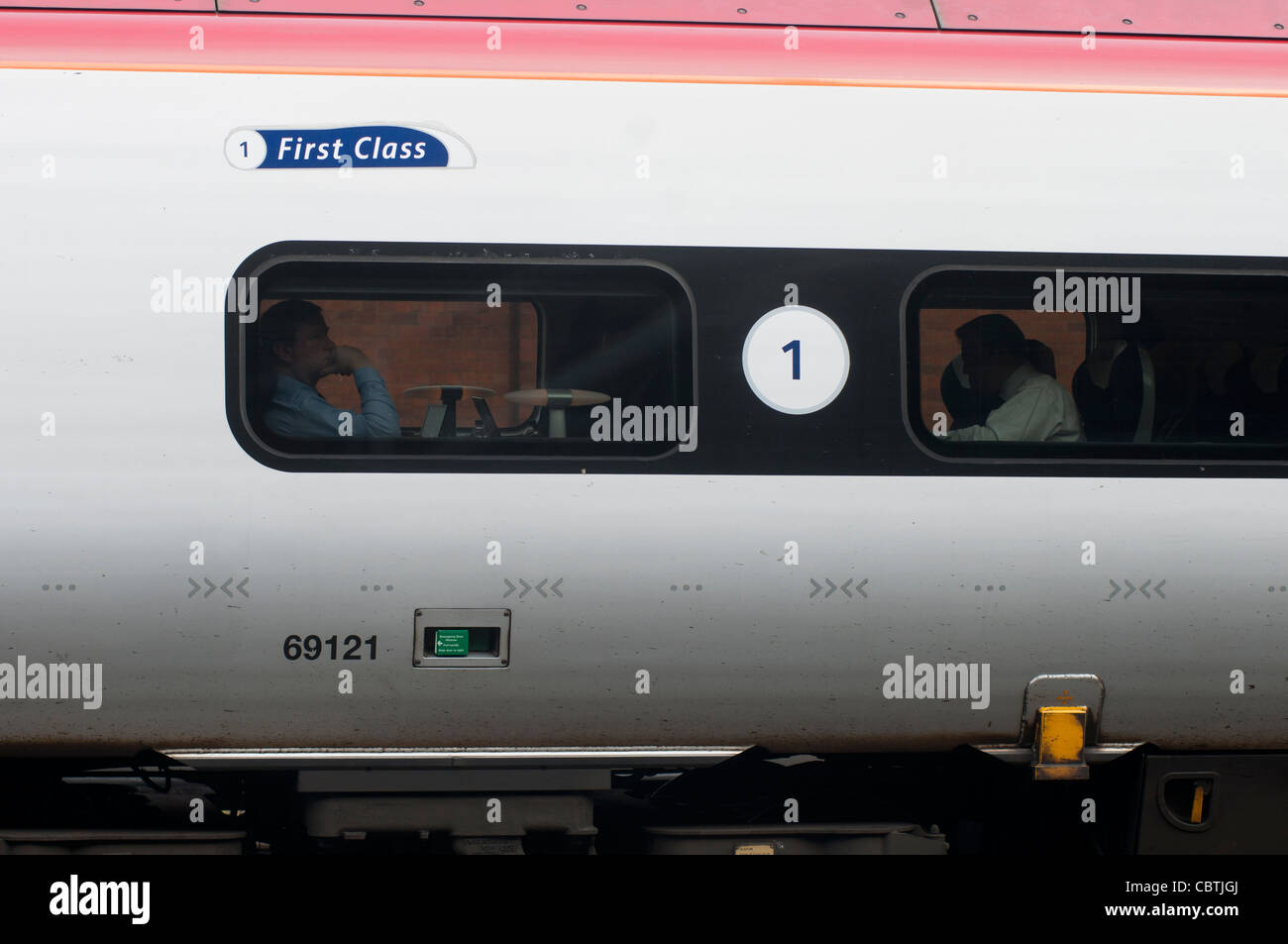 First Class section of Virgin Pendolino train Stock Photo - Alamy