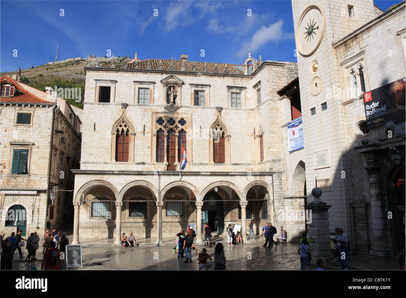Sponza Palace and Bell Tower, Luza Square, Dubrovnik, Dubrovnik-Neretva ...