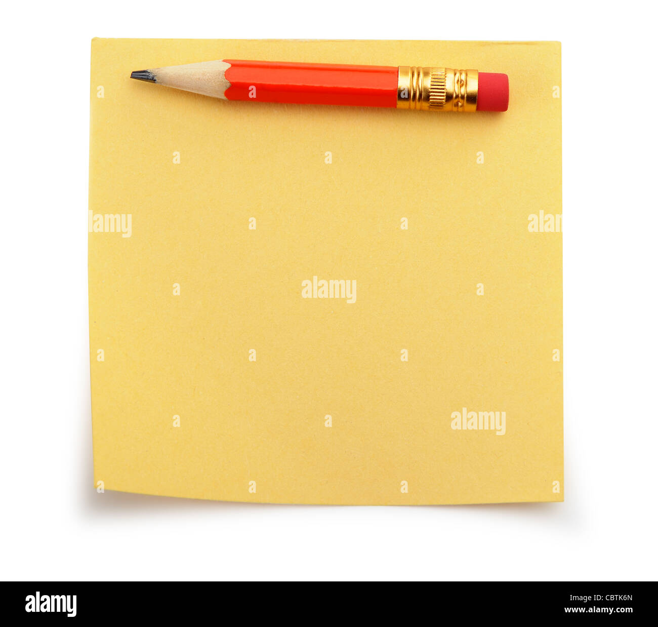 Paper note and a red pencil. It is isolated on a white background Stock ...
