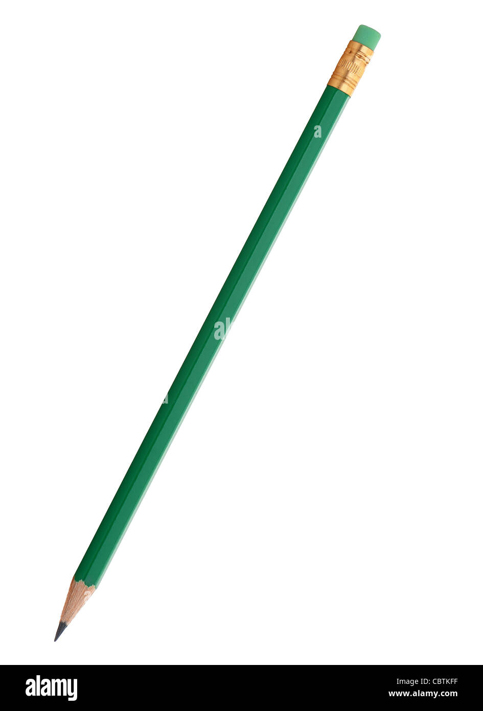 Green pencil with eraser. It is isolated on a white background Stock ...