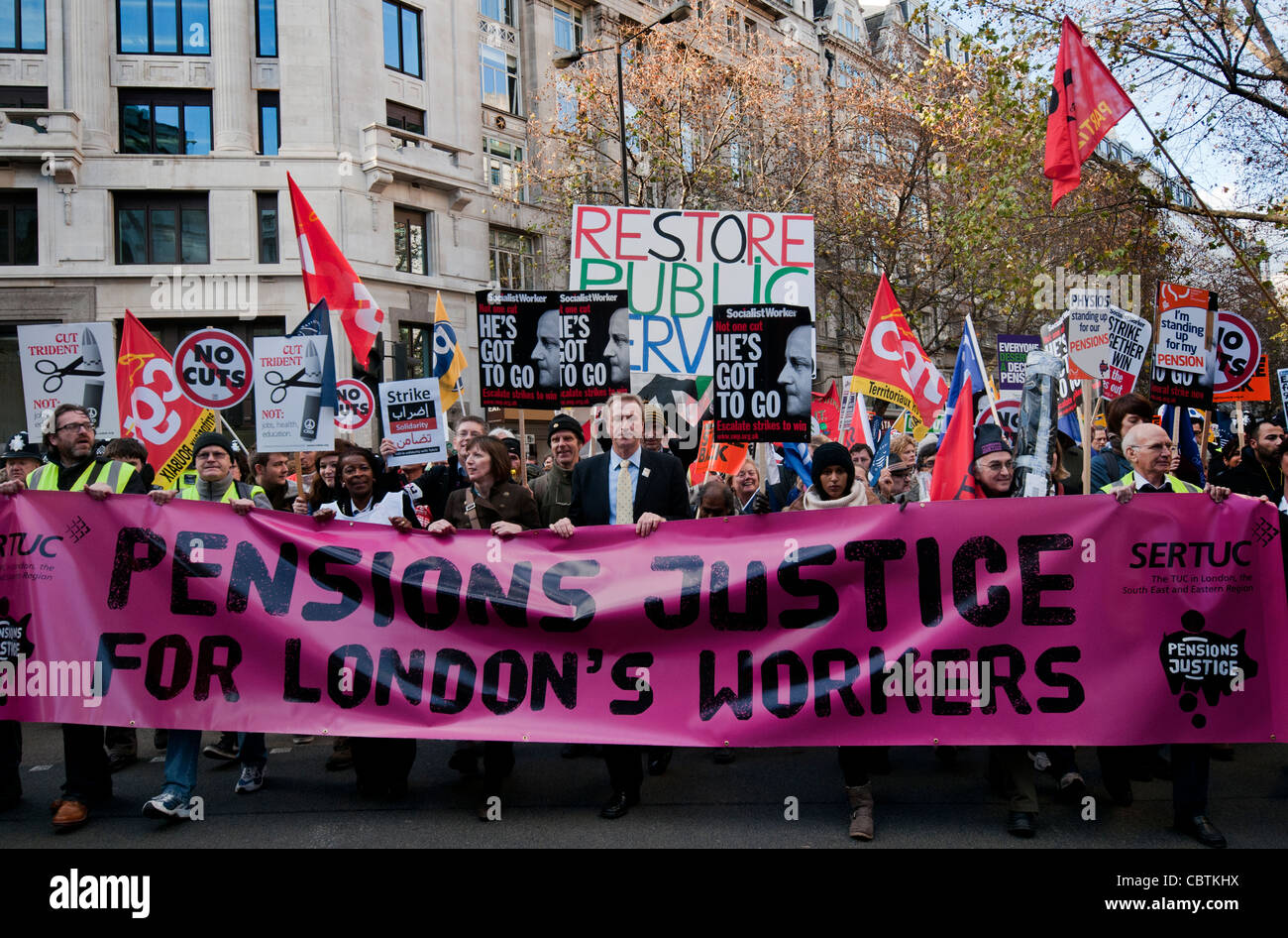 Strikers protest against government pension reforms in Britain's first ...