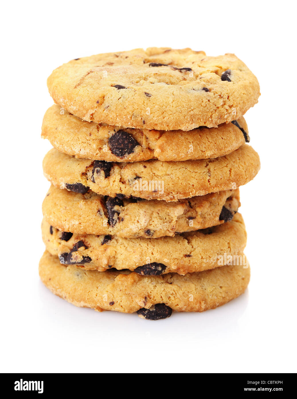 A stack of chocolate chip cookies. Isolated on a white background Stock ...