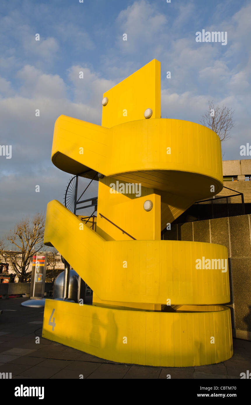 The South Bank Centre yellow painted concrete staircase adjacent to The ...