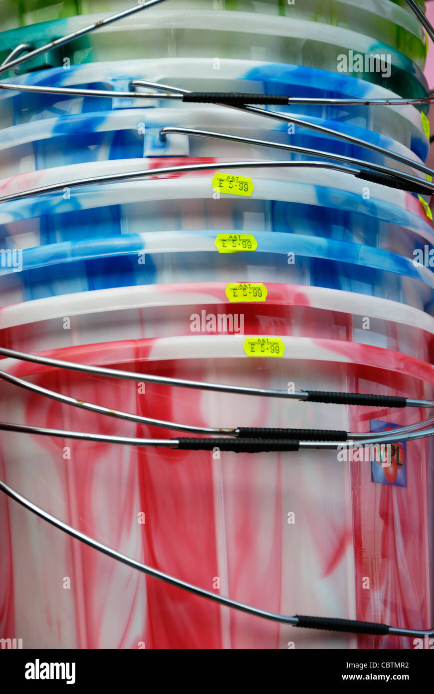 Colourful plastic buckets Stock Photo - Alamy