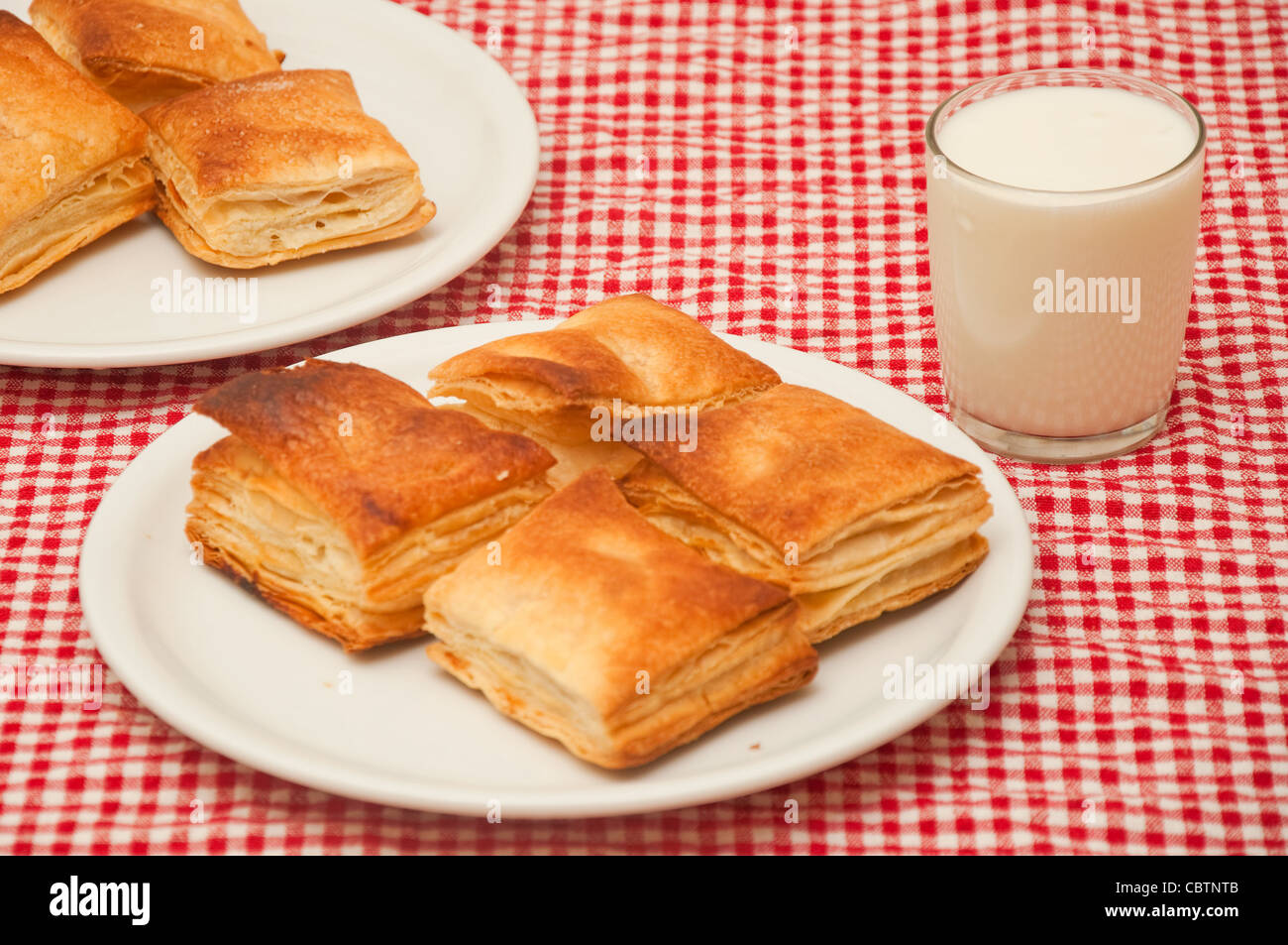 Bread puff pastry on a plate on a kitchen table Stock Photo - Alamy