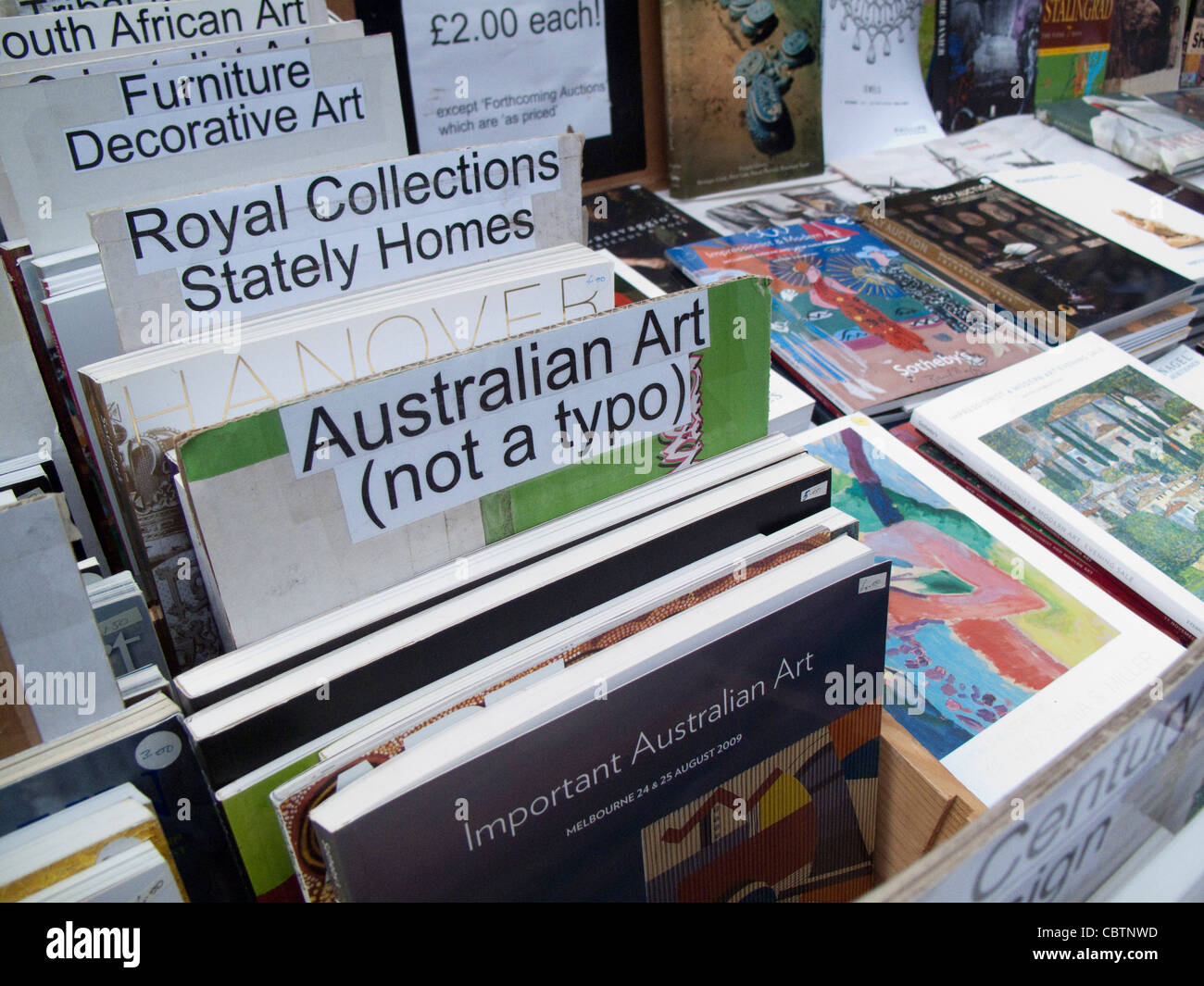 Australian Art (not a typo), jokey card on a street stall selling art ...