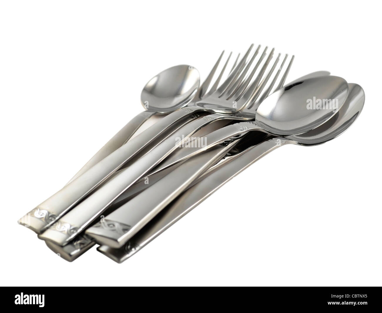 silverware set , close up on white background Stock Photo - Alamy