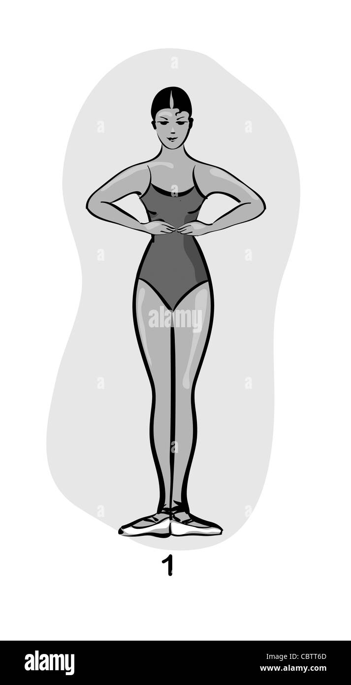 Ballet body position 1 illustration Stock Photo - Alamy