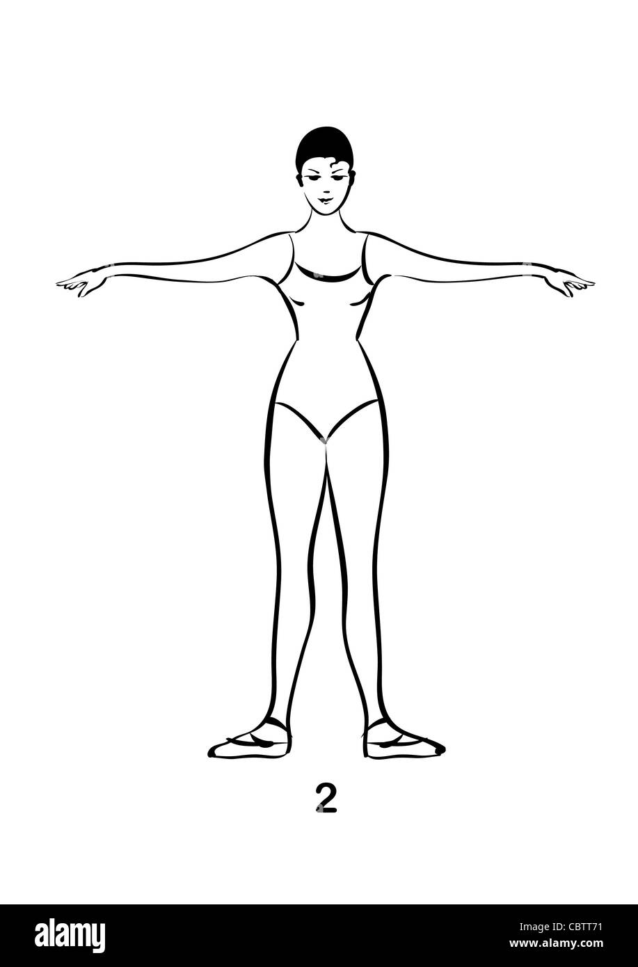 Ballet body position 2 BW illustration Stock Photo - Alamy