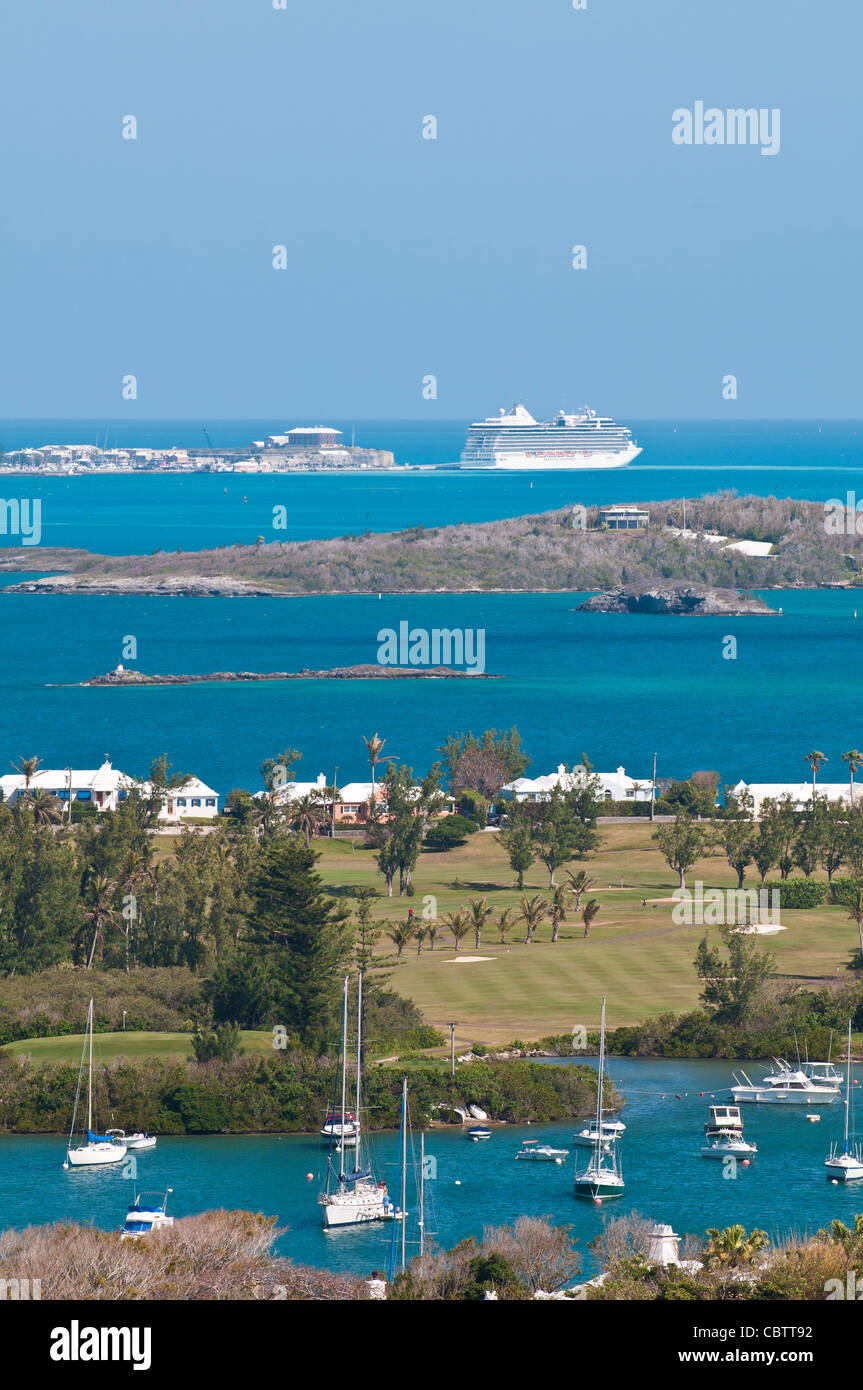 Bermuda. Looking out over Great Sound and smaller Riddell's Bay and ...