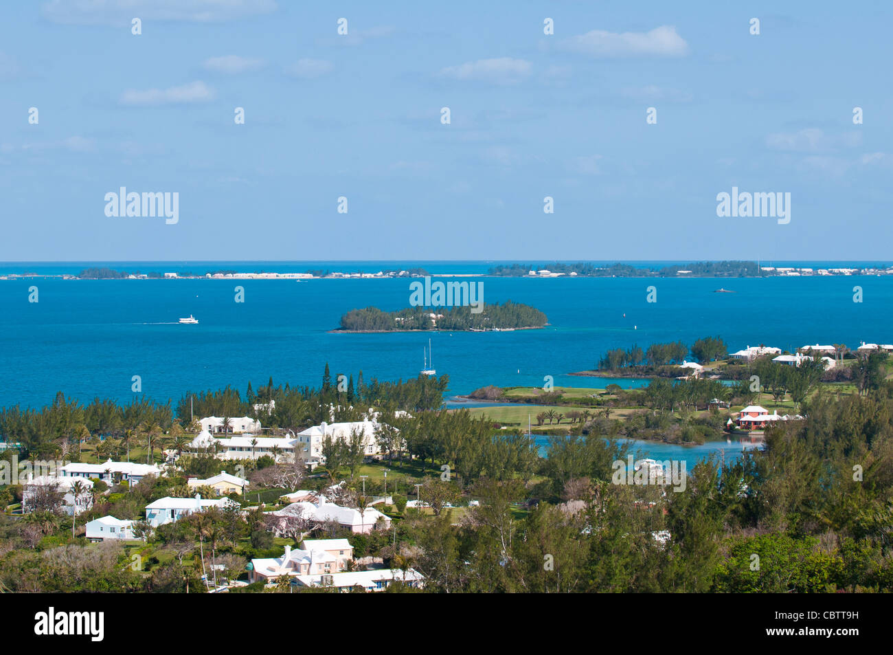 Bermuda. Looking out over Great Sound and smaller Riddell's Bay and ...