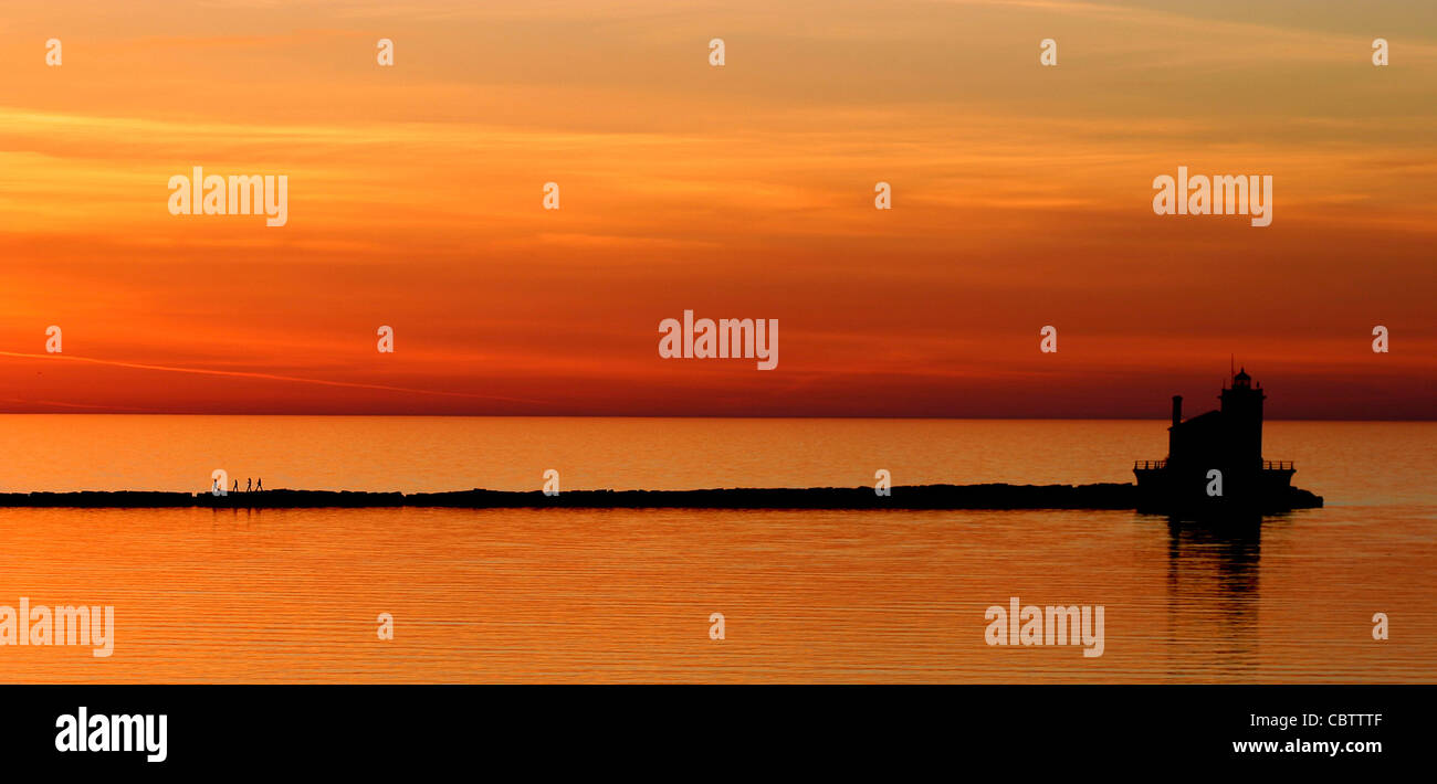 Sunset at Oswego Harbor Stock Photo - Alamy
