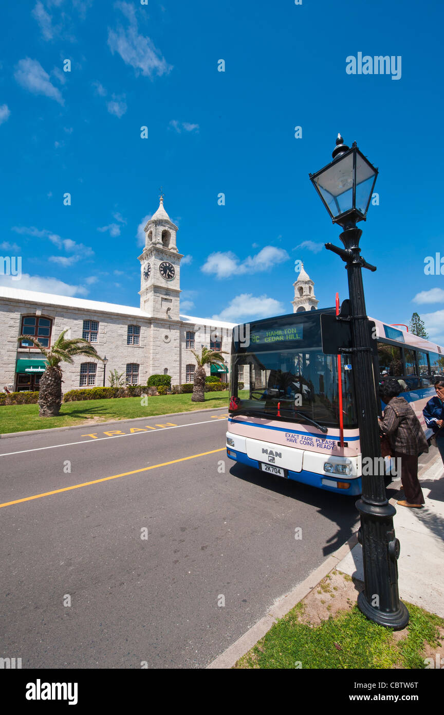 Bermuda. Clock Tower (mall) at the Royal Naval Dockyard, Bermuda Stock ...