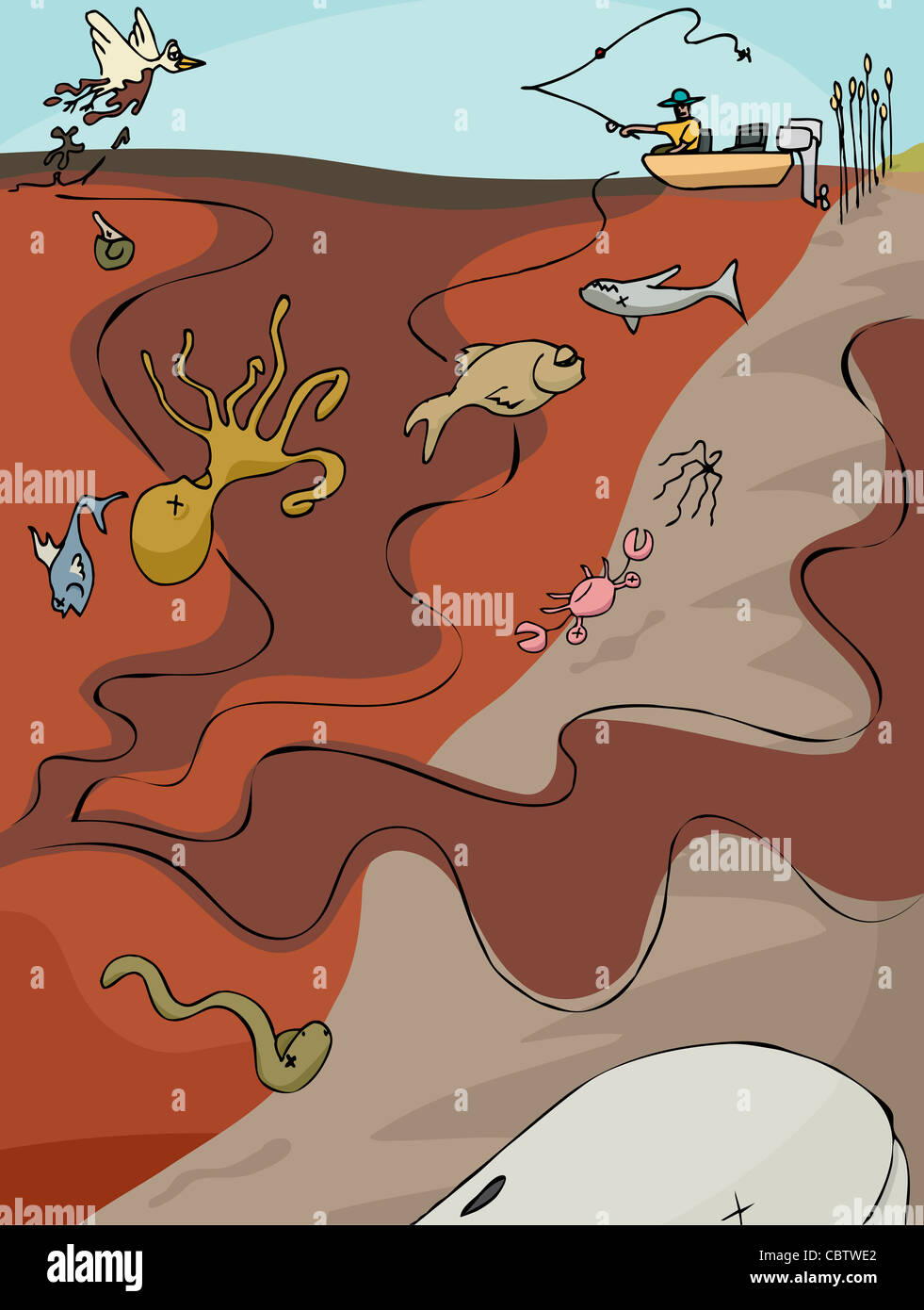 Vector illustration cartoon fish sick hi-res stock photography and ...