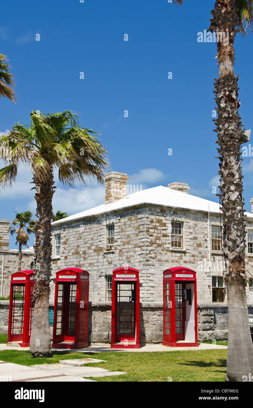 Bermuda. Old British telephone call box near the cruise terminal in the ...