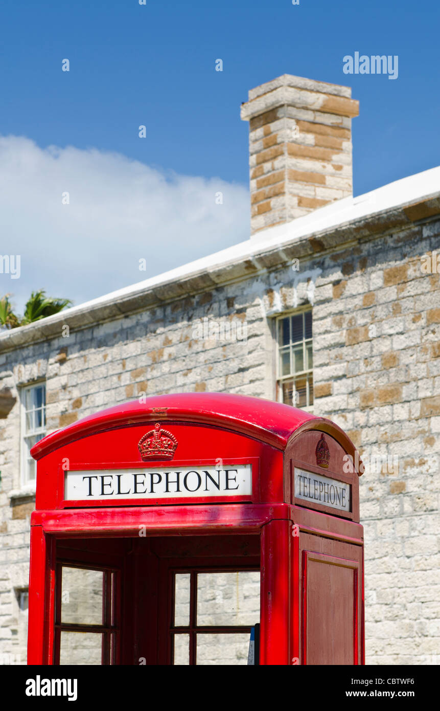 Bermuda. Old British telephone call box near the cruise terminal in the ...