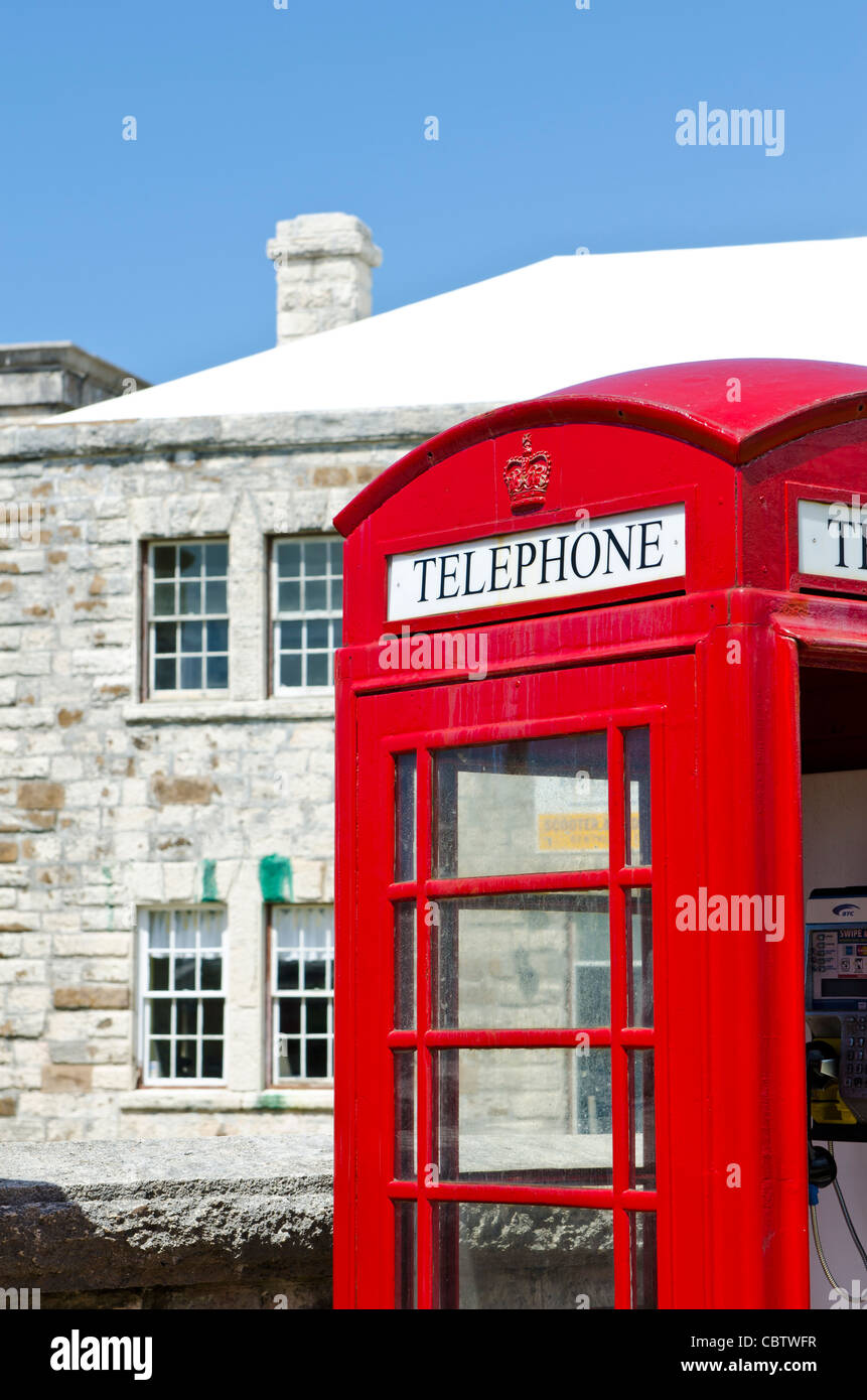 Bermuda. Old British telephone call box near the cruise terminal in the ...