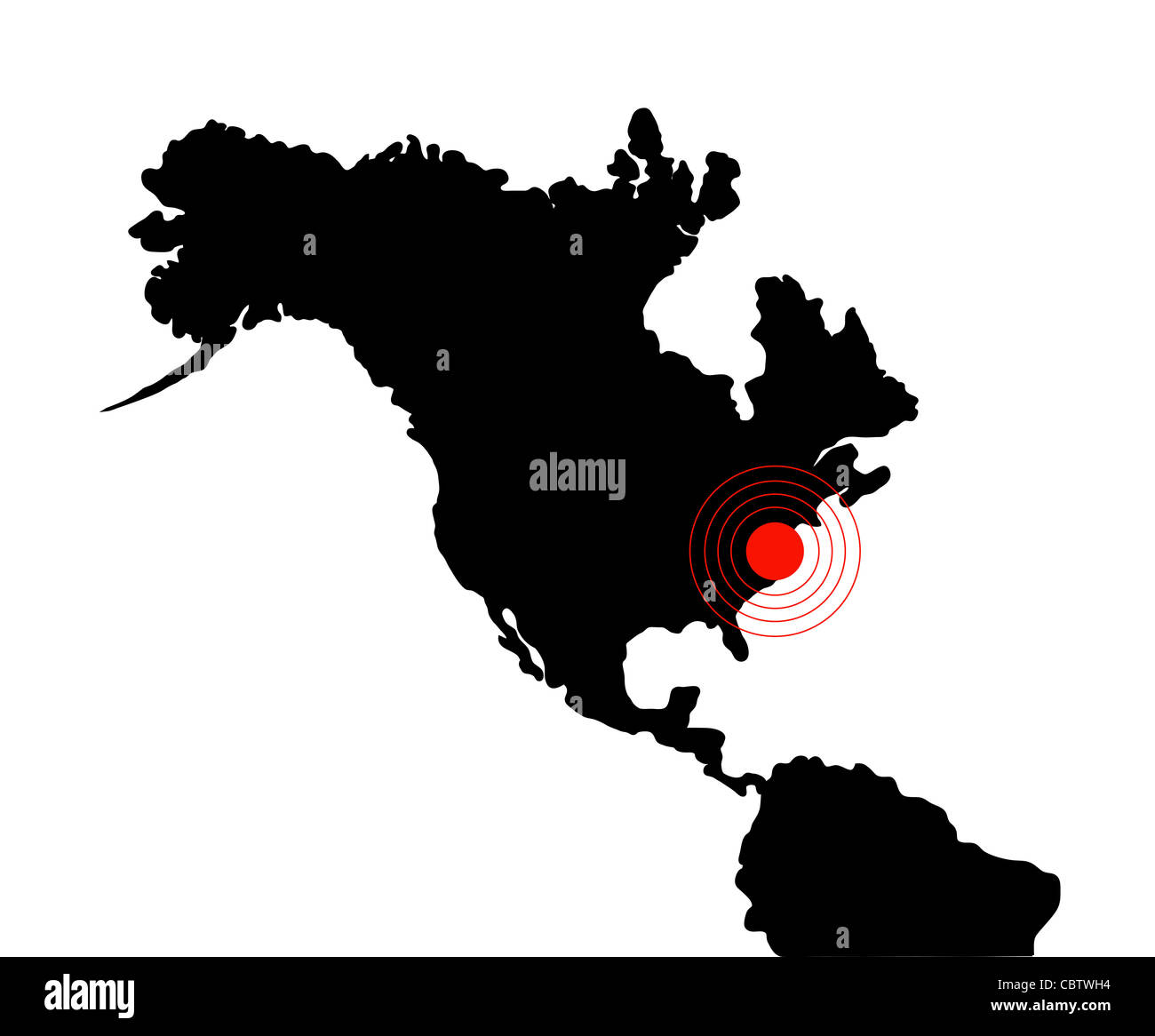 North America earthquake, map of continent on white Stock Photo - Alamy
