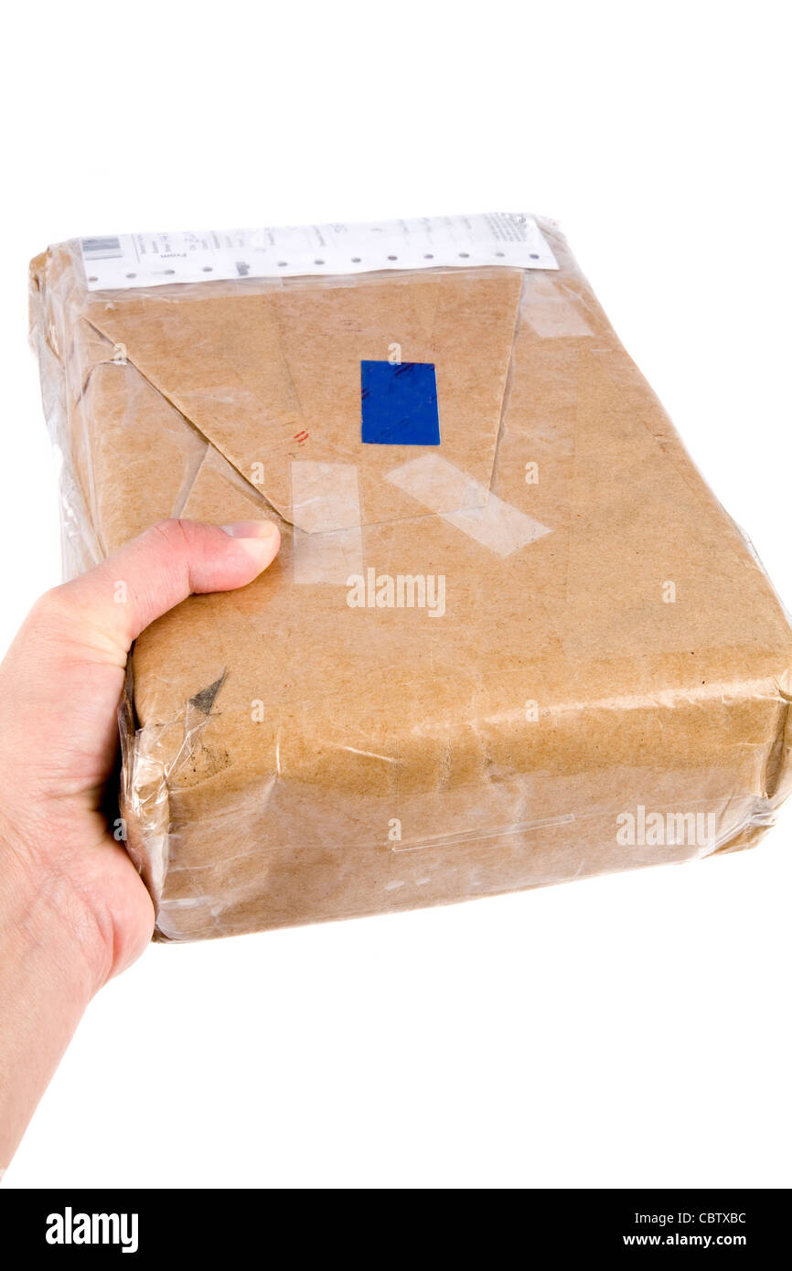 a brown paper package close up shot Stock Photo - Alamy
