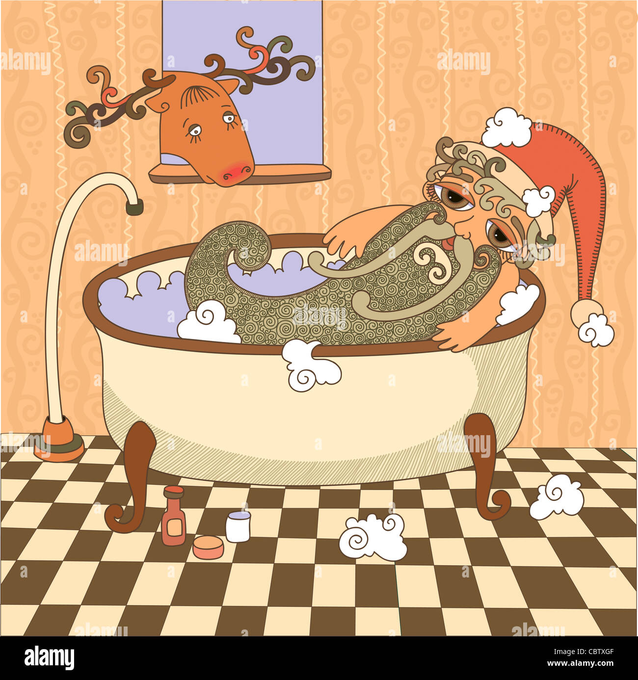 Santa in a bathroom Stock Photo - Alamy