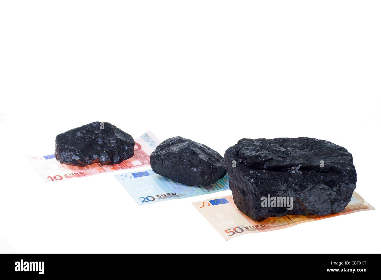 Coal nuggets euro banknote hi-res stock photography and images - Alamy