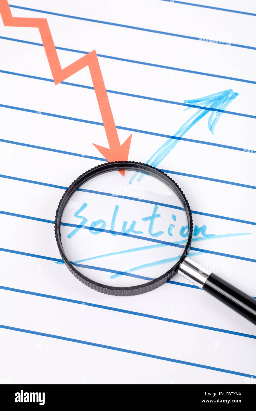 Magnifying glass chart arrow hi-res stock photography and images - Alamy