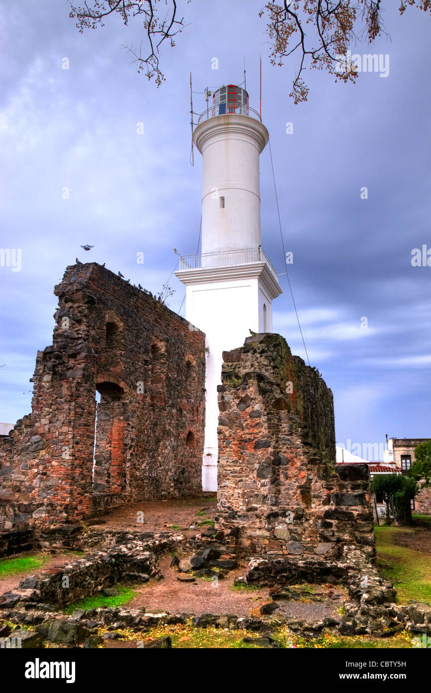 Old Lighthouse of Colonia del Sacramento at twilight. Uruguay Stock ...