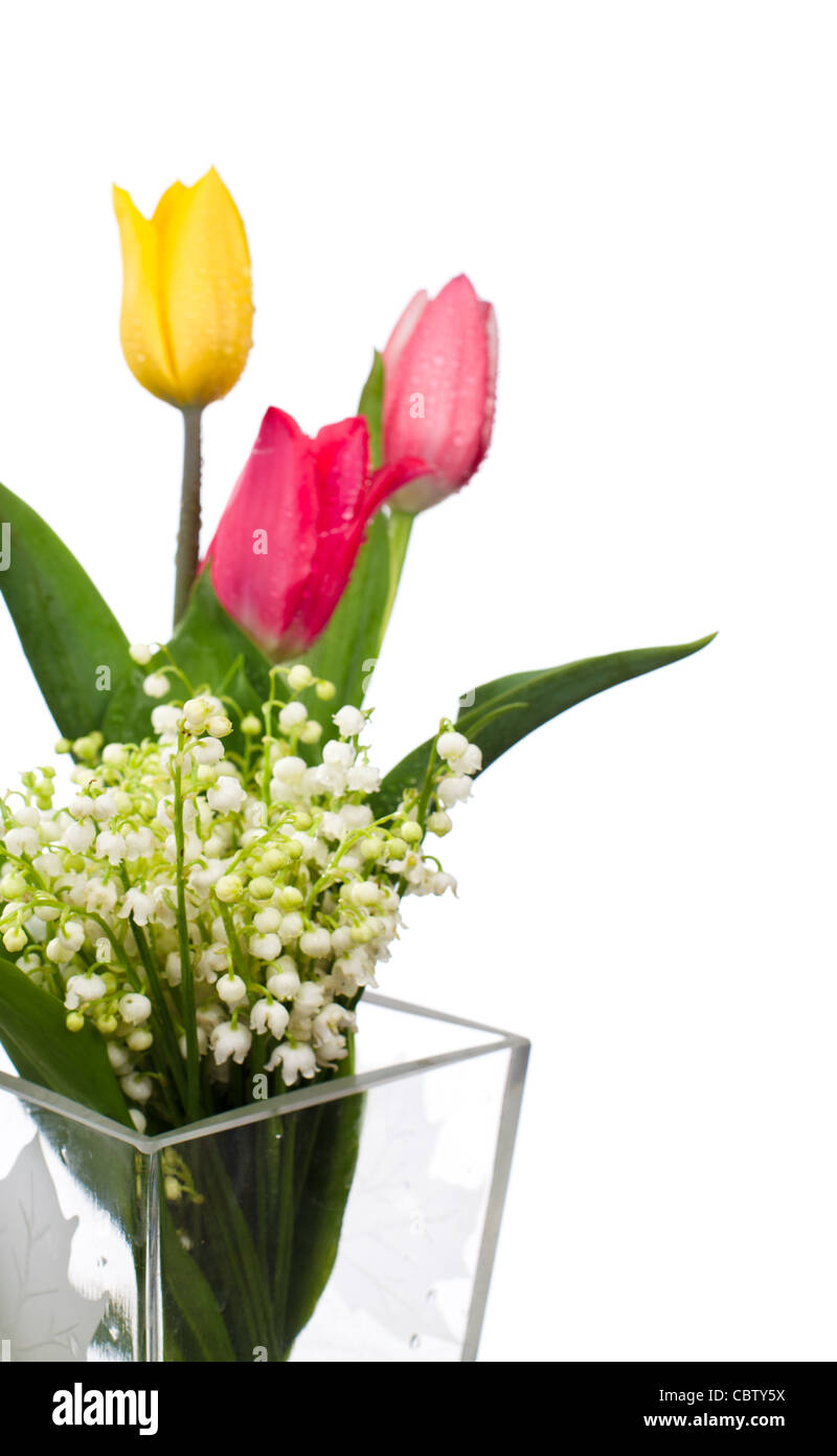tulips and lily isolated on white Stock Photo - Alamy