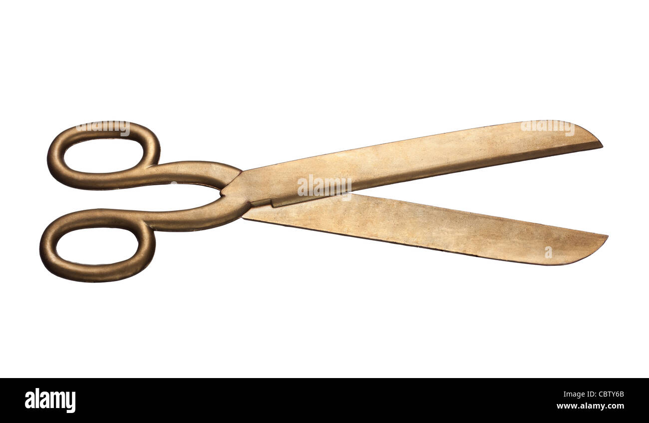 Golden scissors on a white background Stock Photo - Alamy