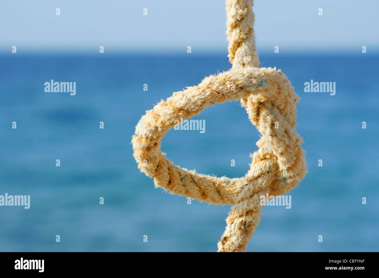 rope with a knot - sea background Stock Photo - Alamy