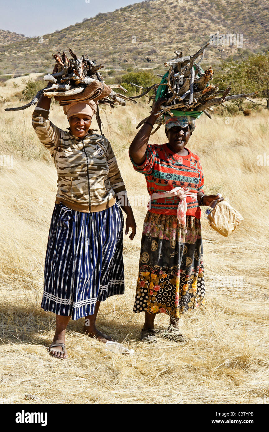 Damara women carrying wood on head, Damaraland, Namibia Stock Photo - Alamy