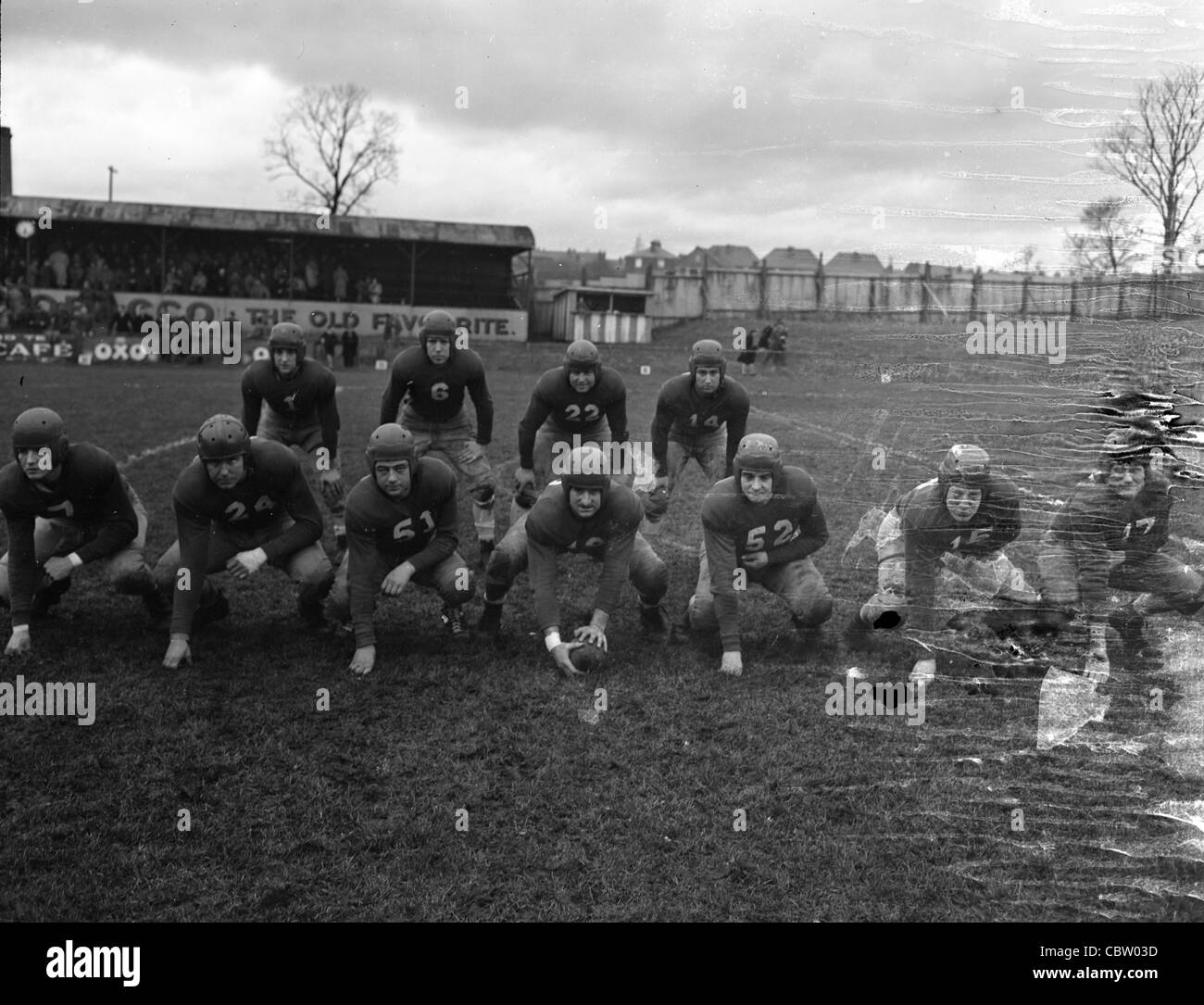 Americans GIs watching and playing football in England UK Britain ...
