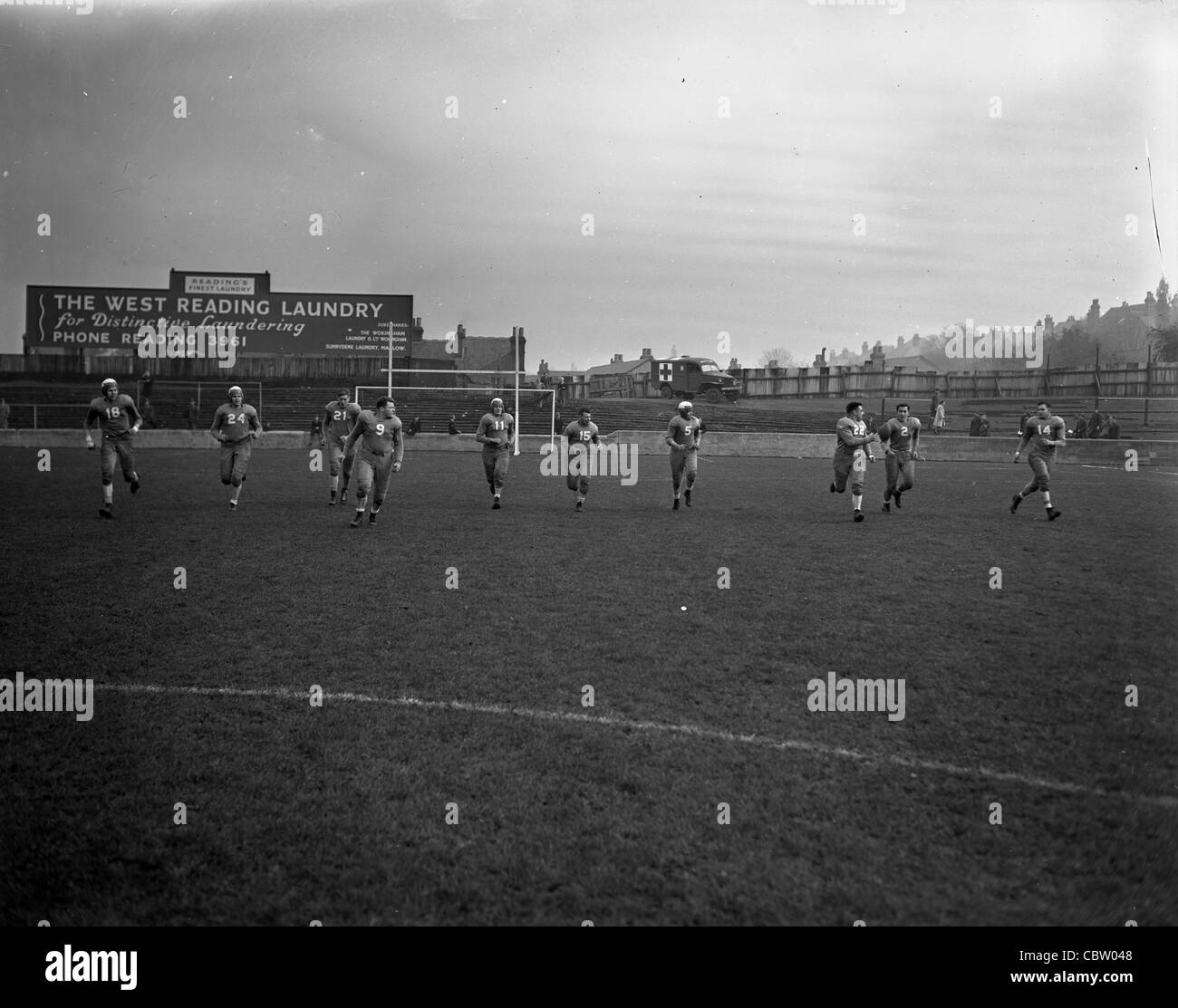 Americans playing football in England UK Britain during WWII Stock ...