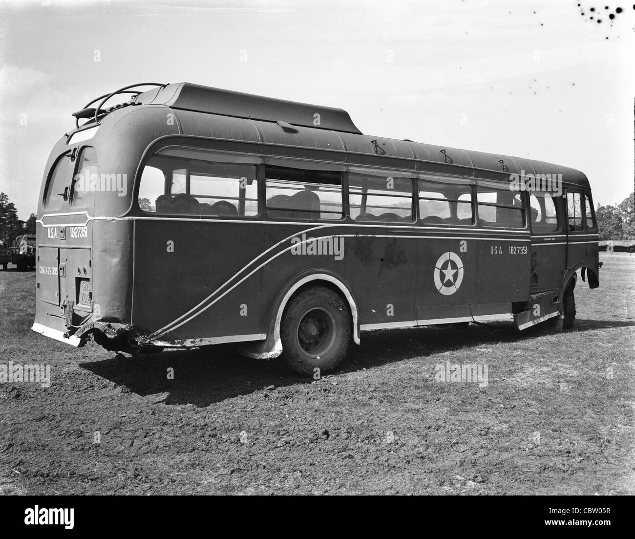 crashed bus during WWII Stock Photo - Alamy