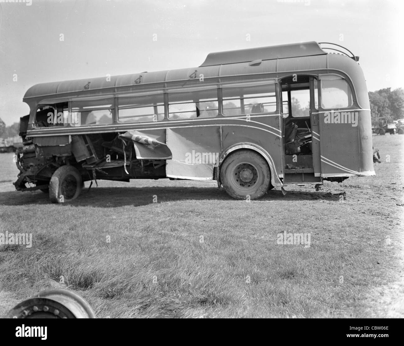 crashed bus during WWII Stock Photo - Alamy