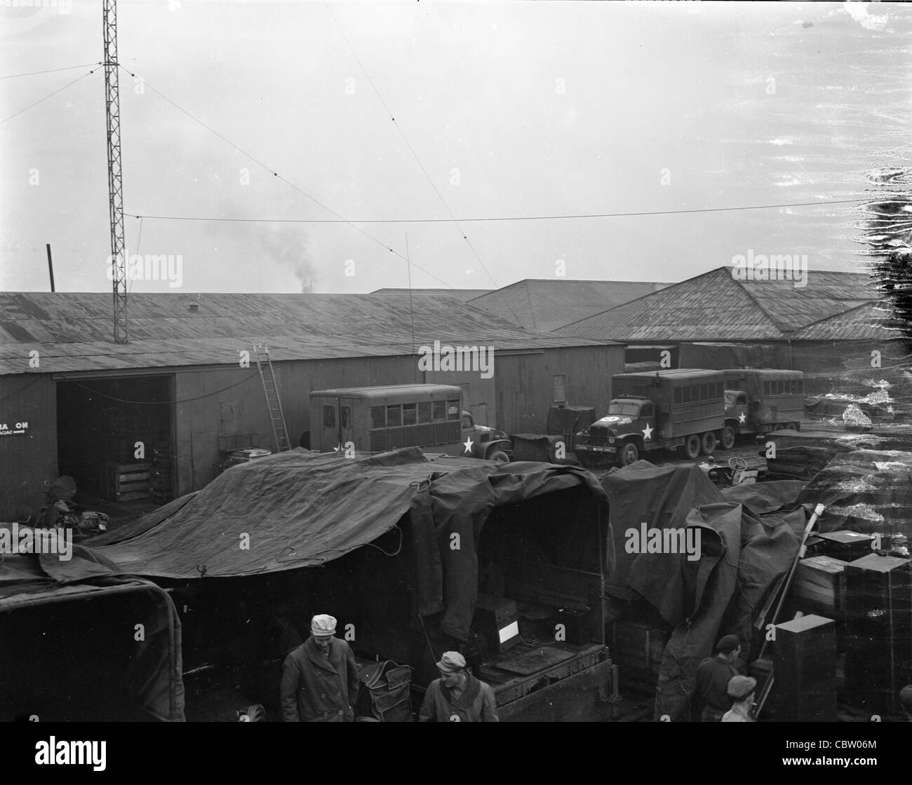 Warehouse scene WWII Americans in england preparing for invasion of ...