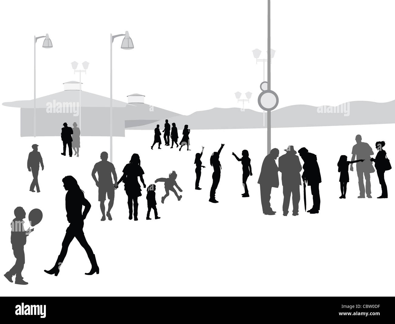 Buildings And Figures Background Stock Photo - Alamy