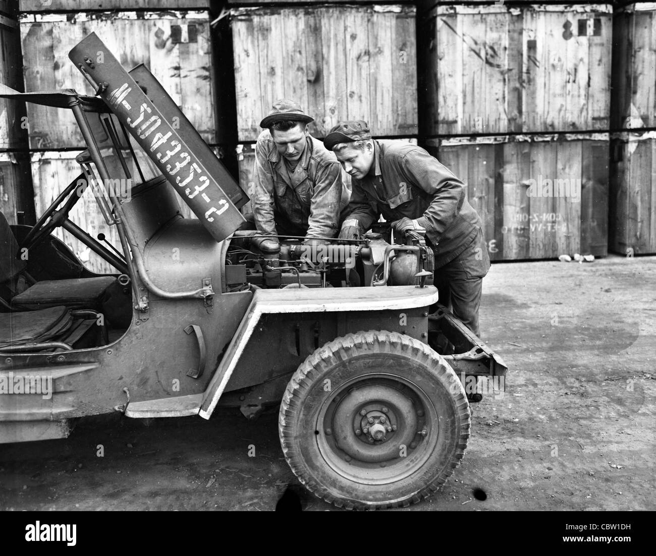 Europe and England during World War II. Two american soldiers GIs ...