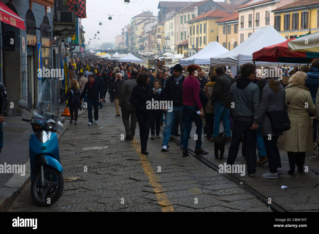 Antiques market during last Sunday of month Navigli district Milan ...